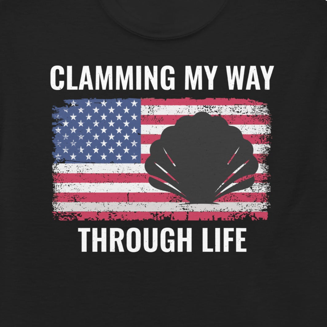 American Flag Clam Shell T-Shirt – Clamming My Way Through Life ...