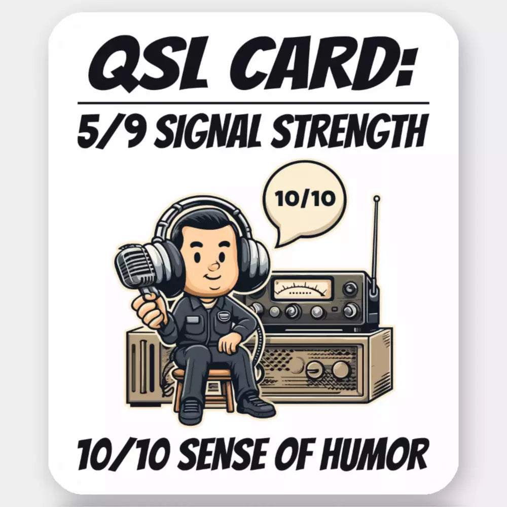 Cartoon Ham Radio Operator Sticker: 10/10 Sense of Humor – Teeoutdoor