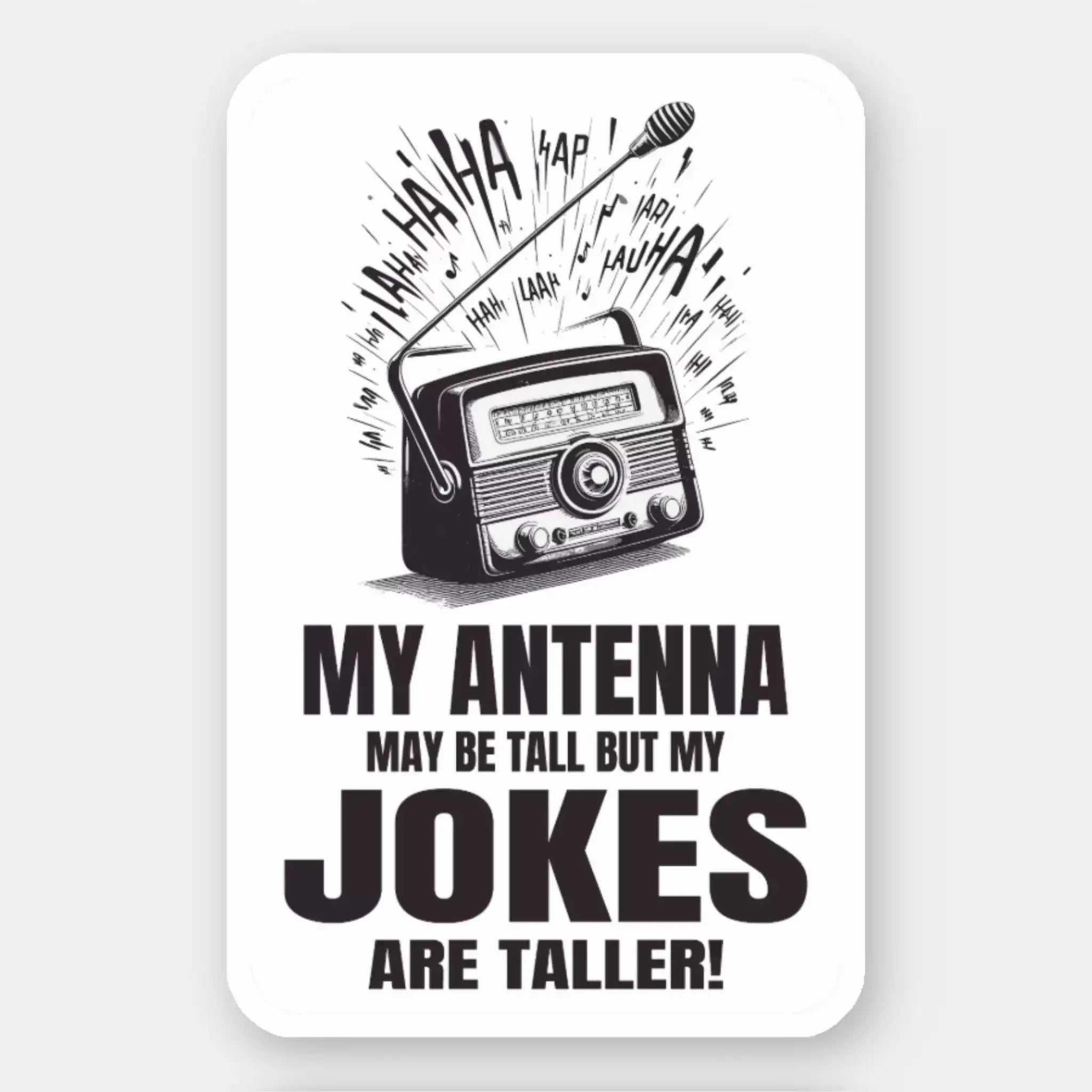 Vintage Ham Radio Operator Sticker: Tall Antenna, Taller Jokes – Teeoutdoor