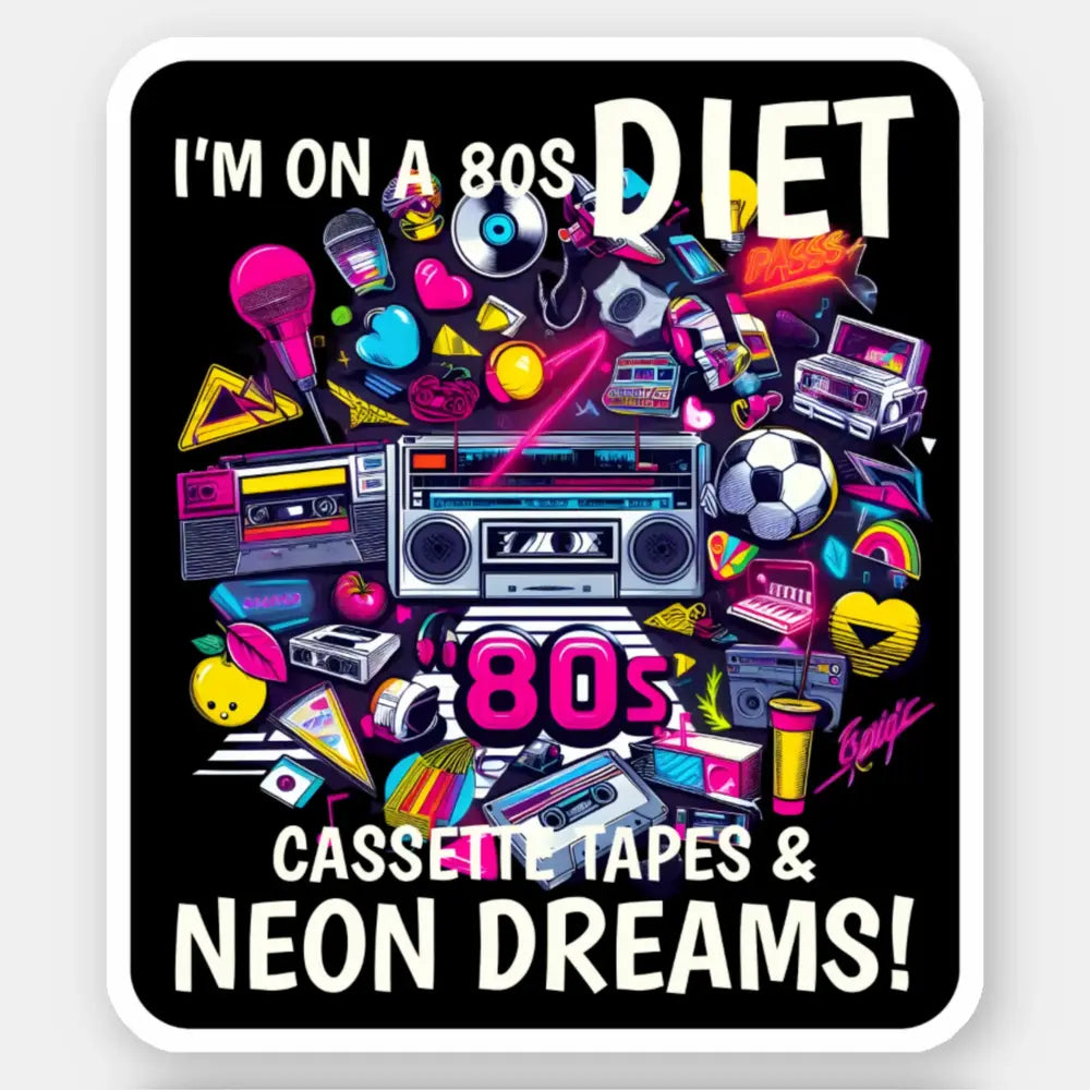 I'm on an 80s Diet Cassette Tapes Vintage 1980s Stickers – Teeoutdoor