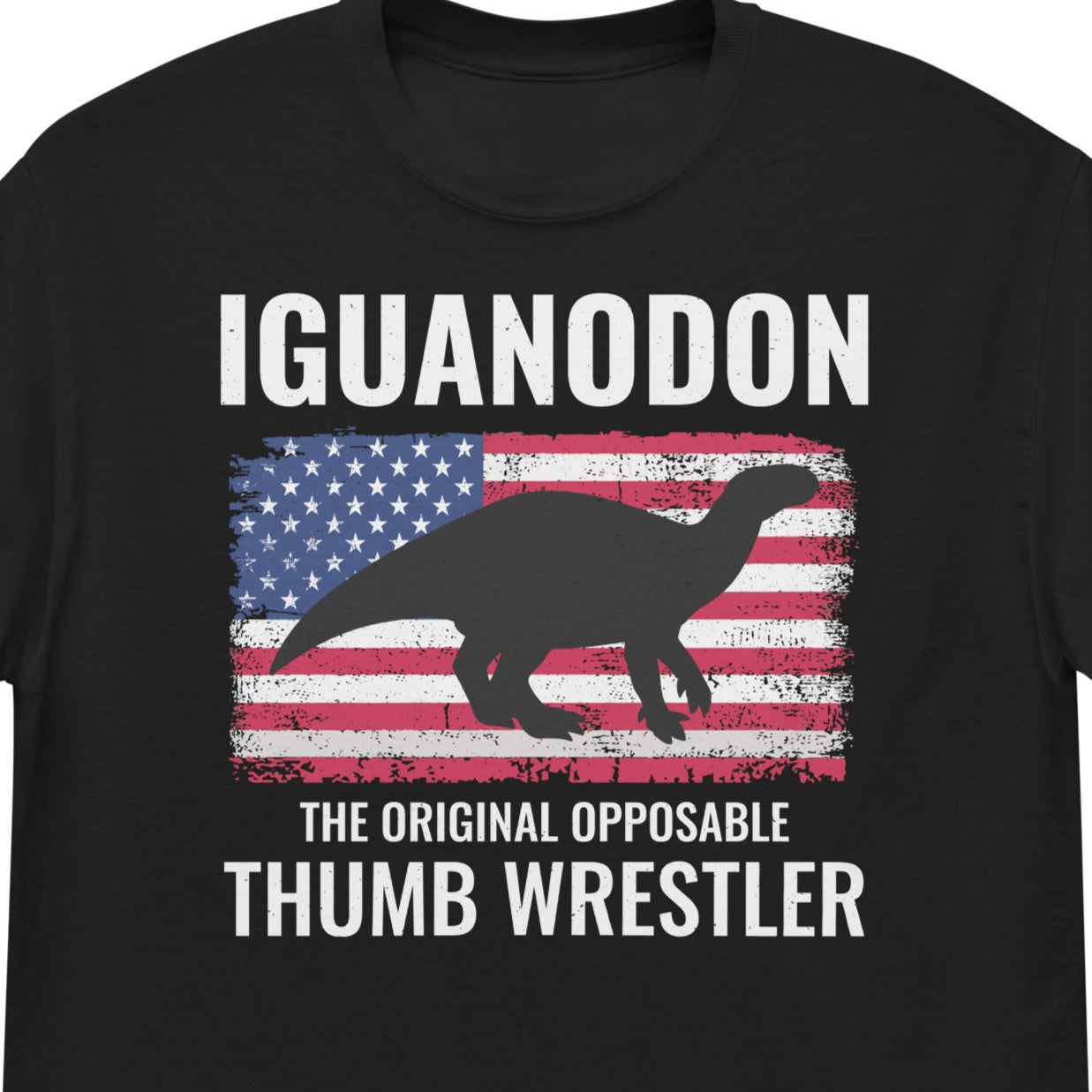 American Flag Dinosaur T-Shirt: Iguanodon - Opposable Thumb Wrestler ...